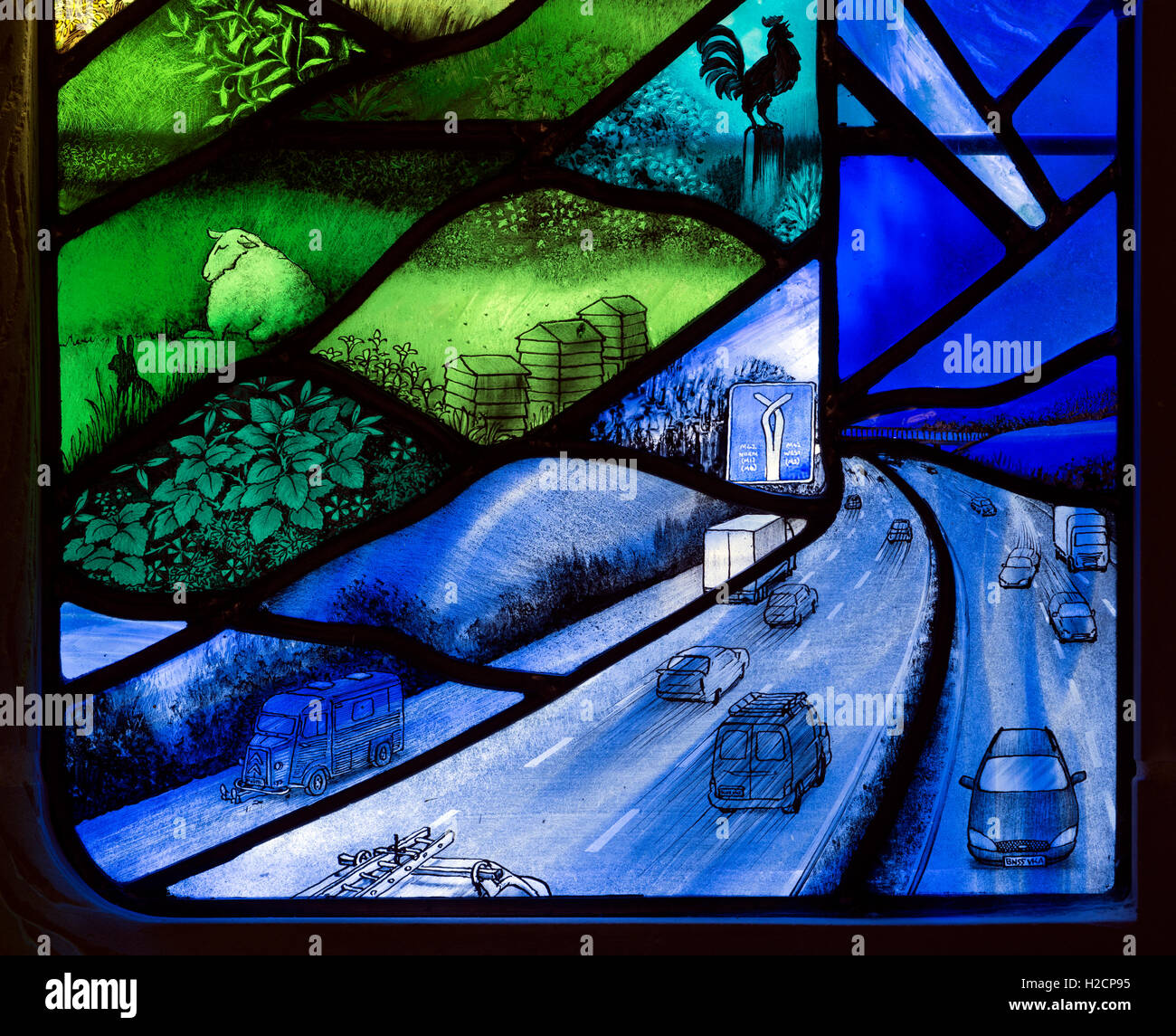 The Window of Hope stained glass detail, St. Mary`s Church, Lapworth ...