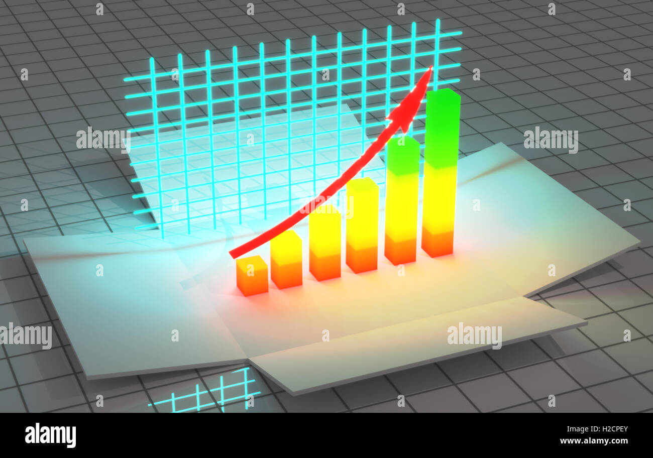 Bussiness growing sucess graph on white with black grid Stock Photo - Alamy