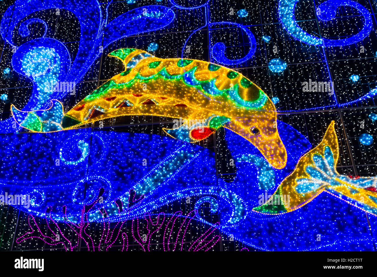 The three-dimensional light exhibition in front of City Hall Bangkok ...