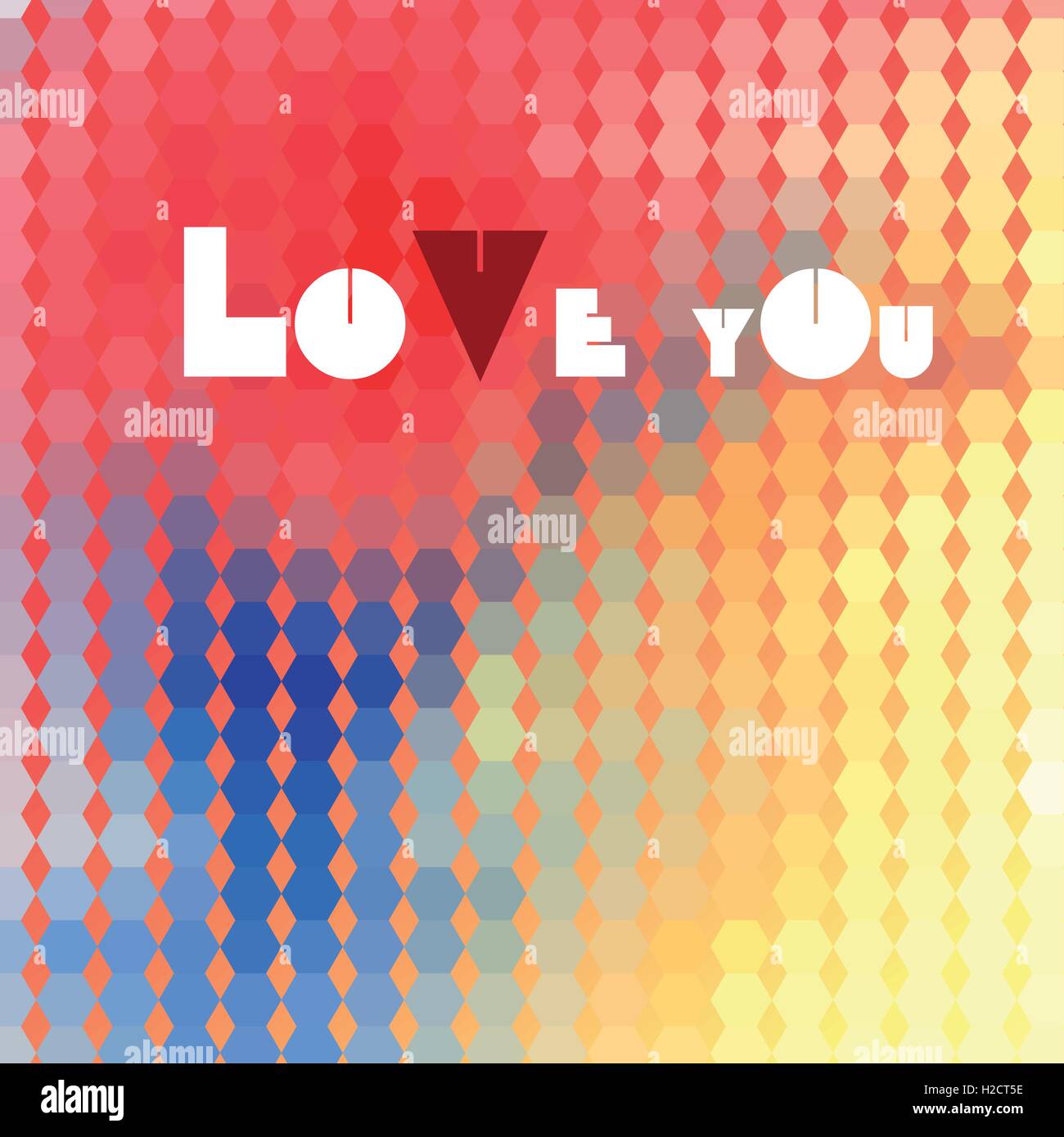 Graphic vector background with abstract polygons and the words Love ...