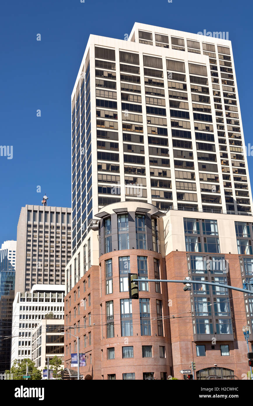 San Francisco California street scene on a main thoroughfare downtown ...