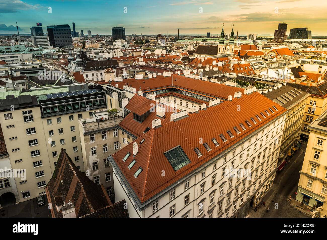 Aerial view over the rooftops of Vienna Stock Photo - Alamy