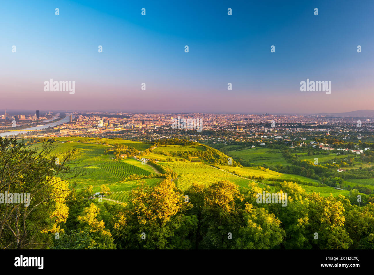 Vienna skyline and Danube River. Vienna, Austria Stock Photo - Alamy