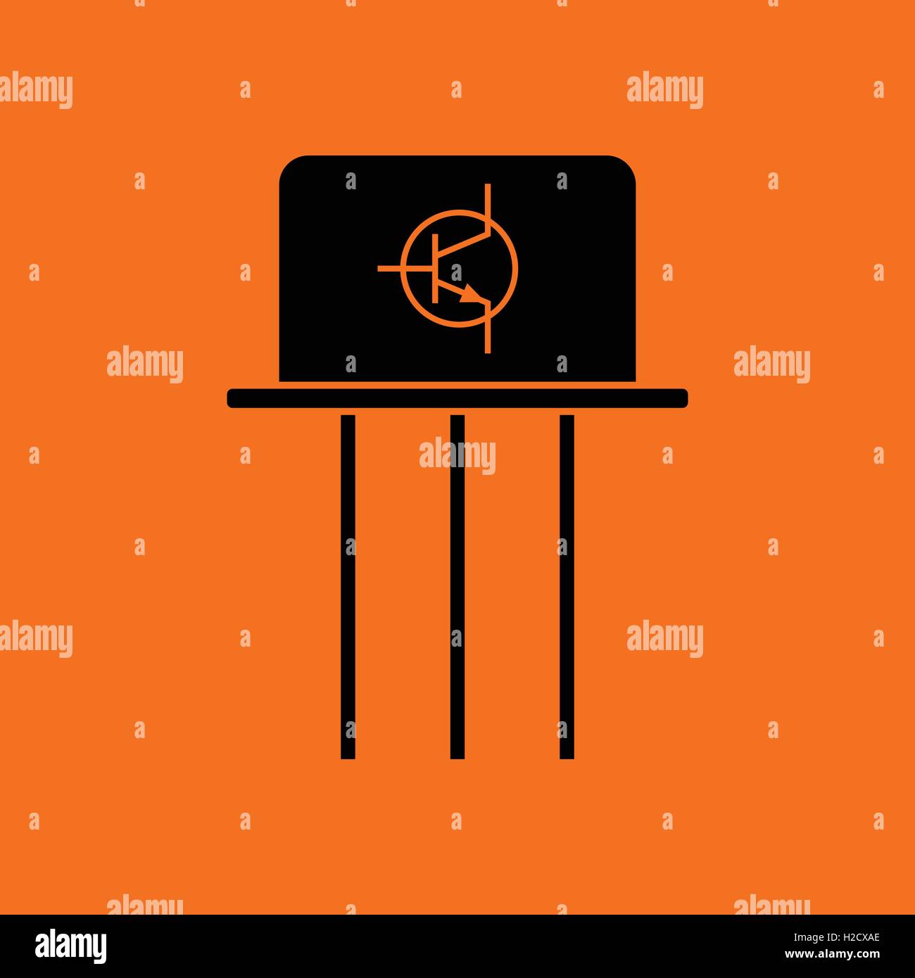 Transistor icon. Orange background with black. Vector illustration ...