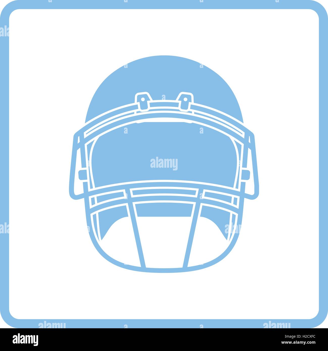 American football helmet icon. Blue frame design. Vector illustration ...
