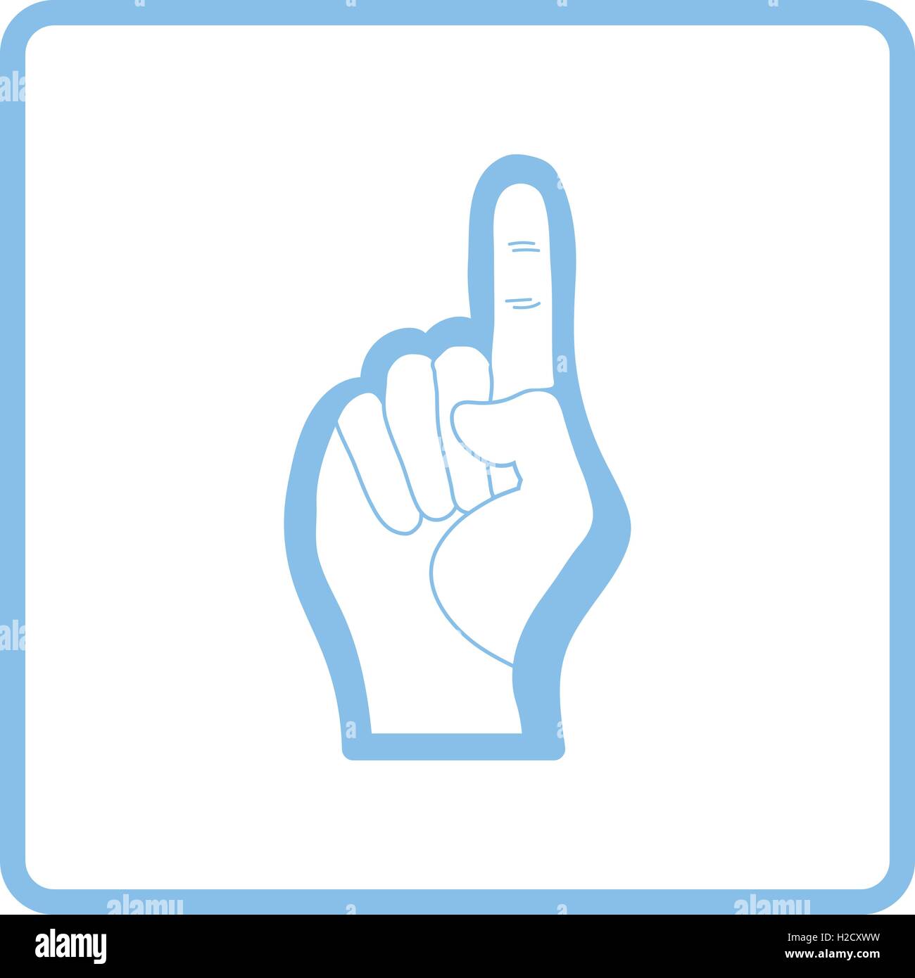 American football foam finger icon. Blue frame design. Vector ...