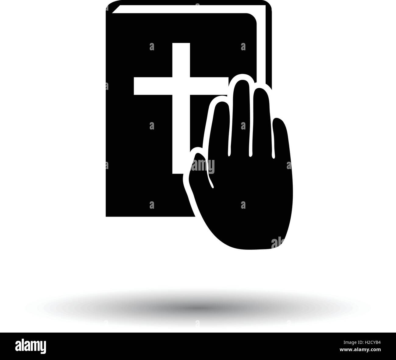 Hand on Bible icon. White background with shadow design. Vector ...