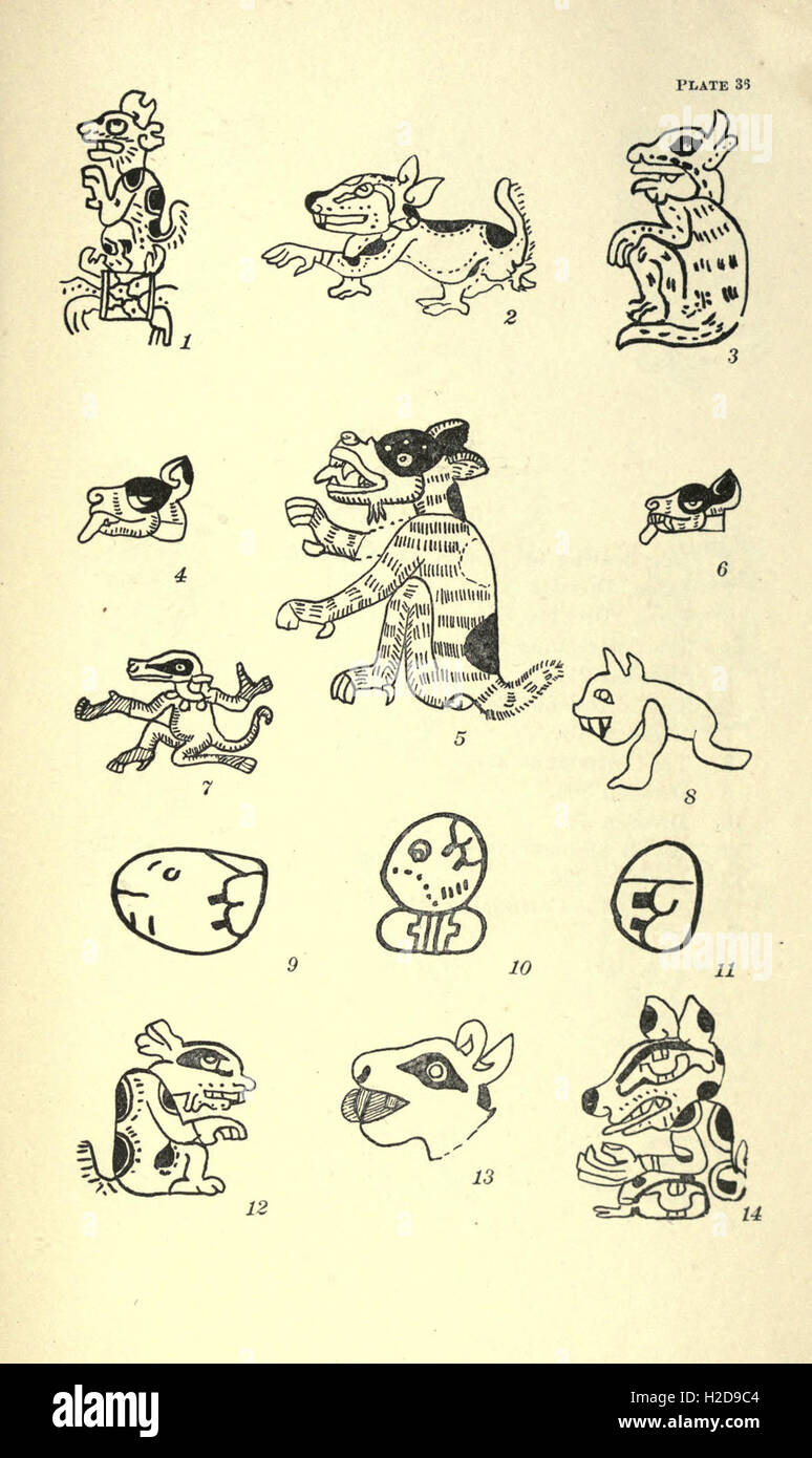 This plate from the Maya codices illustrates various animal figures ...