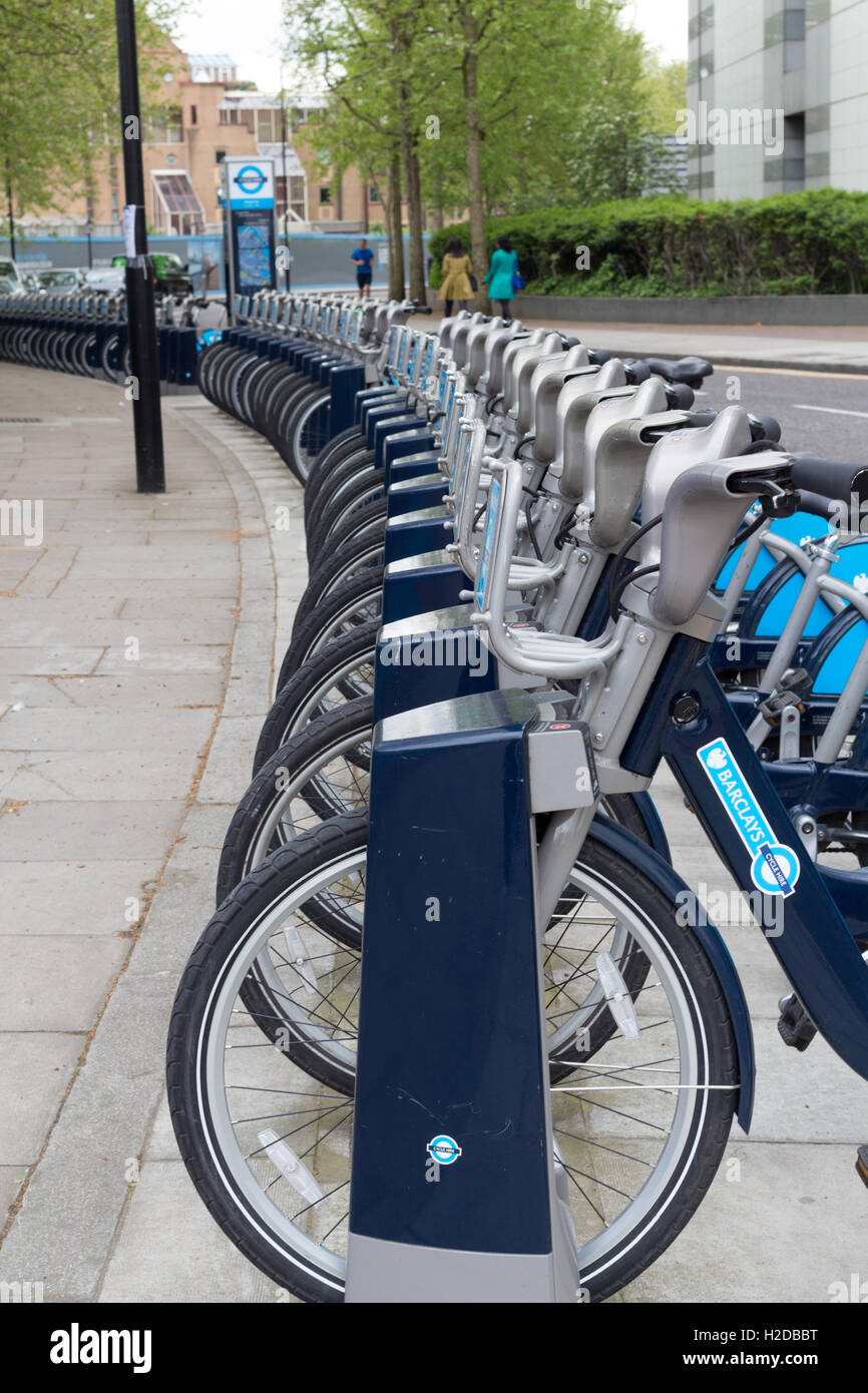 Barclays Bank sponsored Boris bikes Stock Photo - Alamy