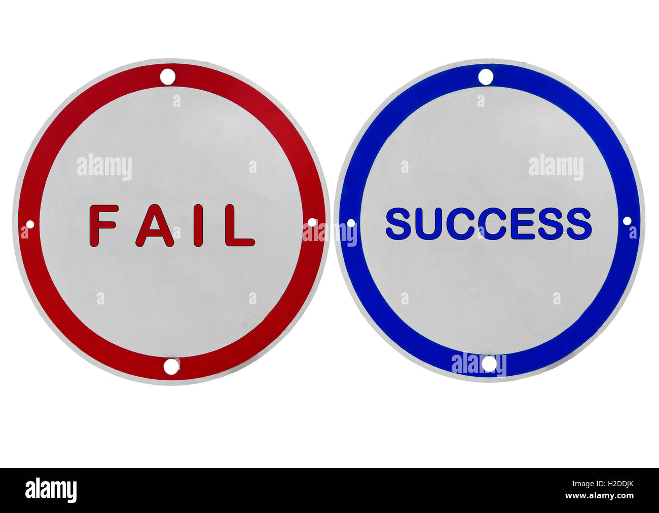 two road signs isolated on white.fail and success Stock Photo - Alamy