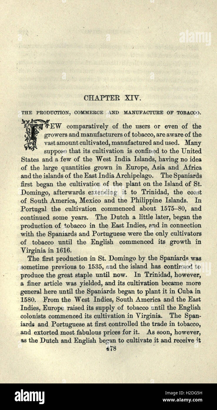 A section discussing the history, cultivation, and uses of tobacco ...