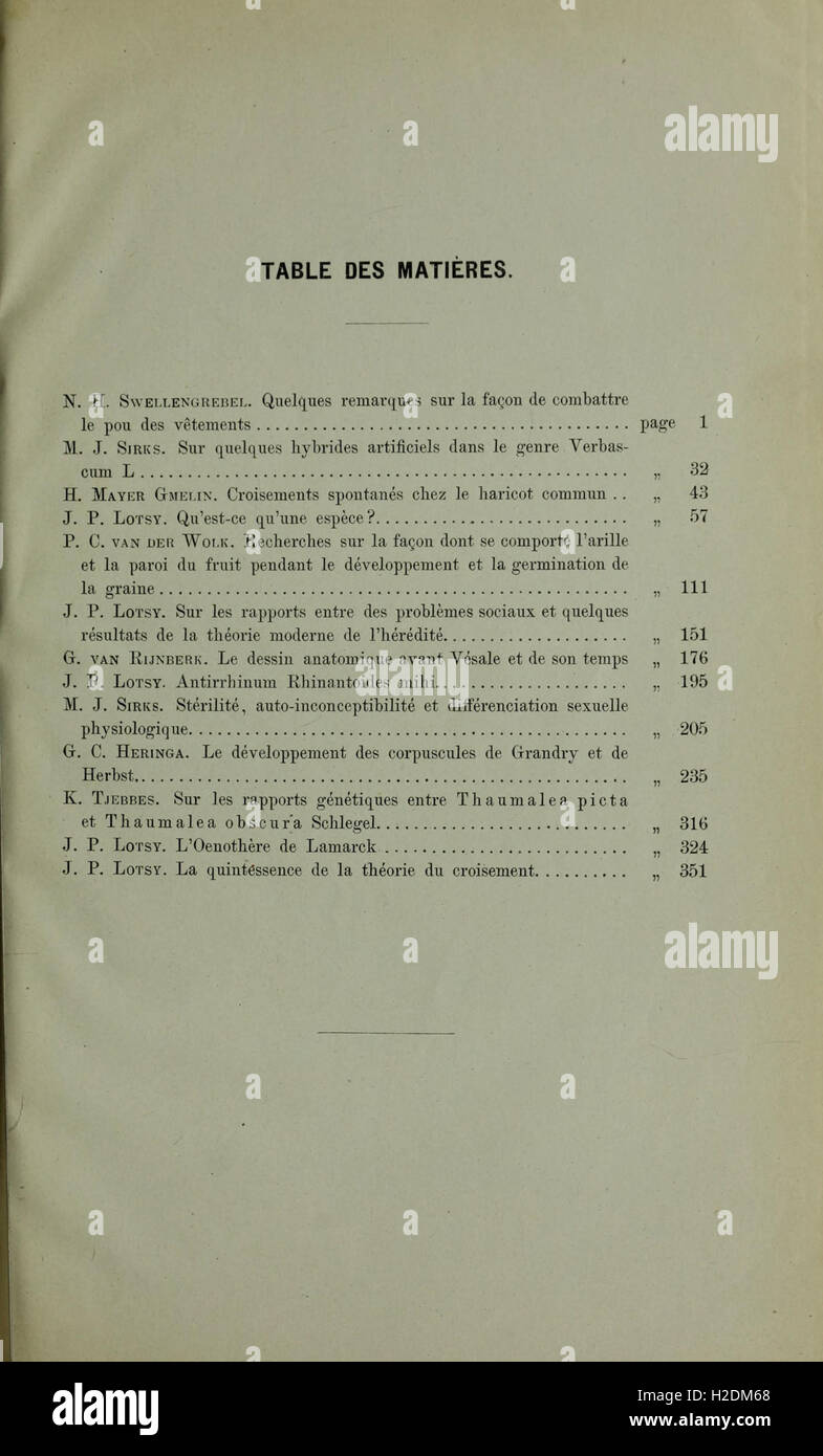 A summary of the table of contents from the Archives nérlandaises des ...