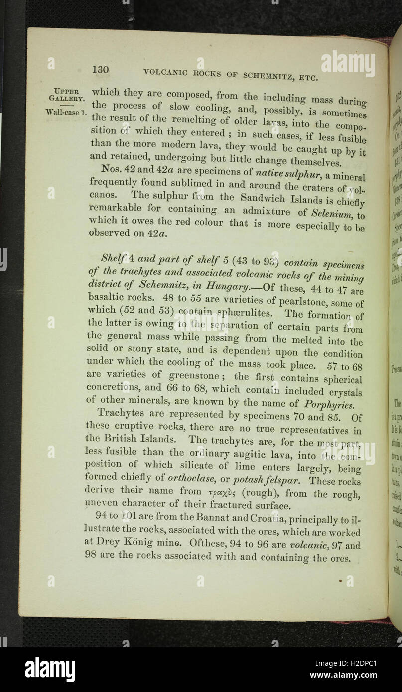 A catalog detailing various rock specimens housed in the Museum of ...