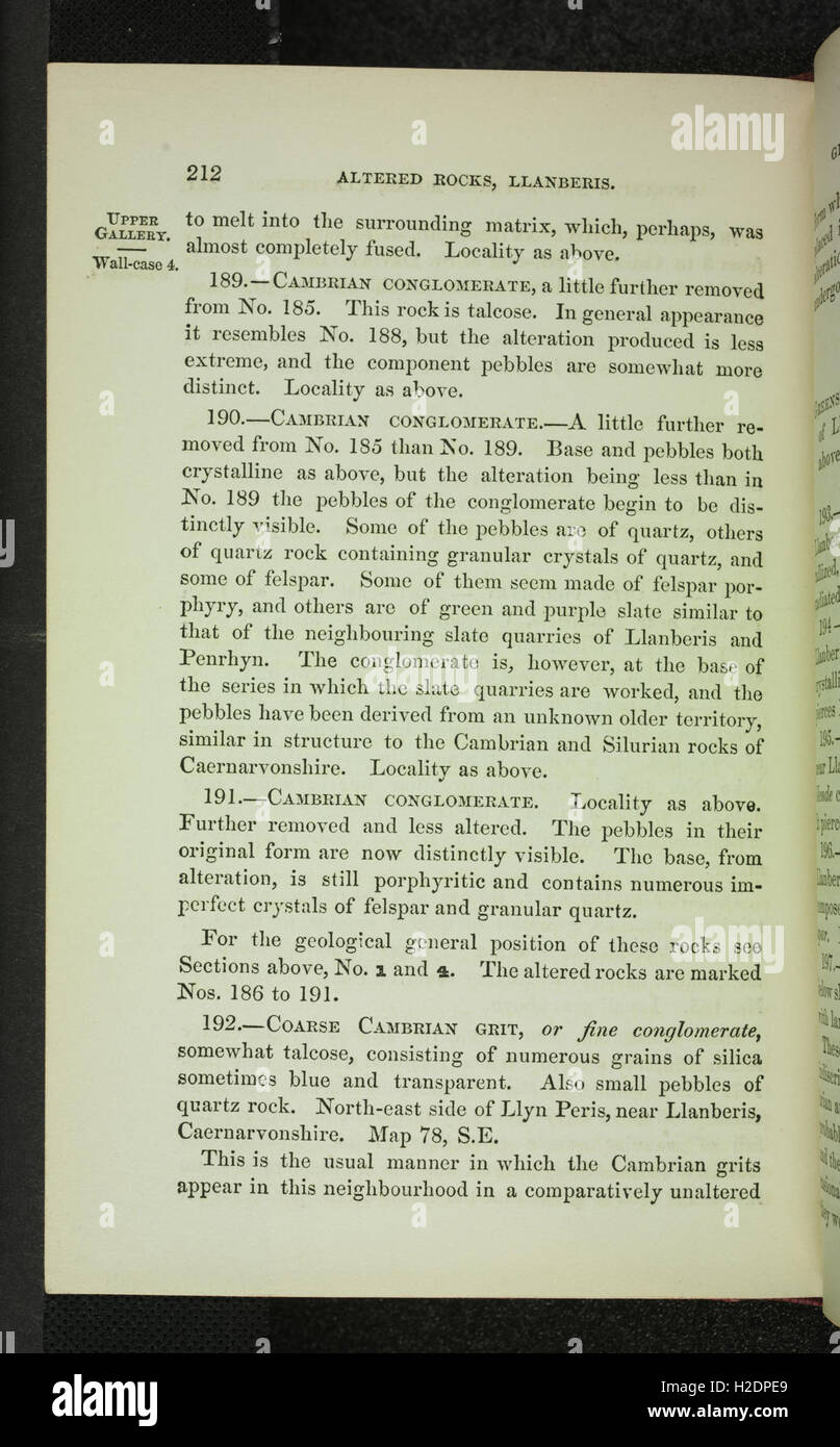 A catalog detailing various rock specimens housed in the Museum of ...