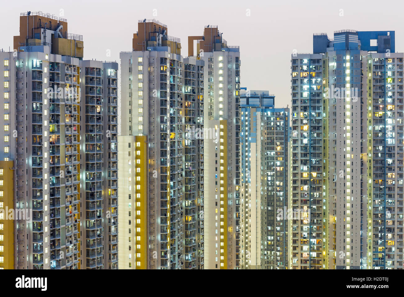 Crowded building in Hong Kong Stock Photo - Alamy