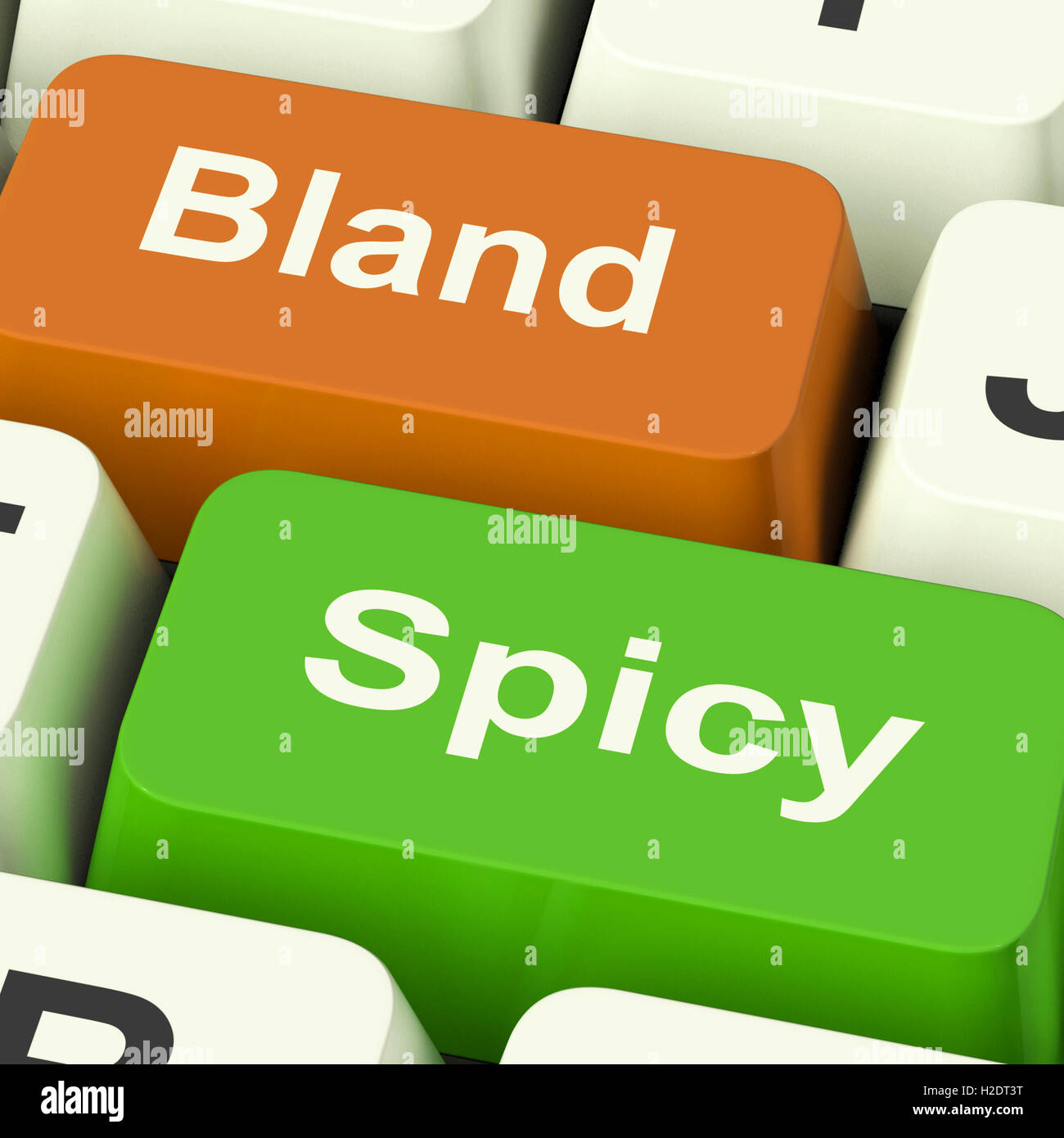 Bland Spicy Keys Shows Plain Hot Cooking Flavours Stock Photo - Alamy