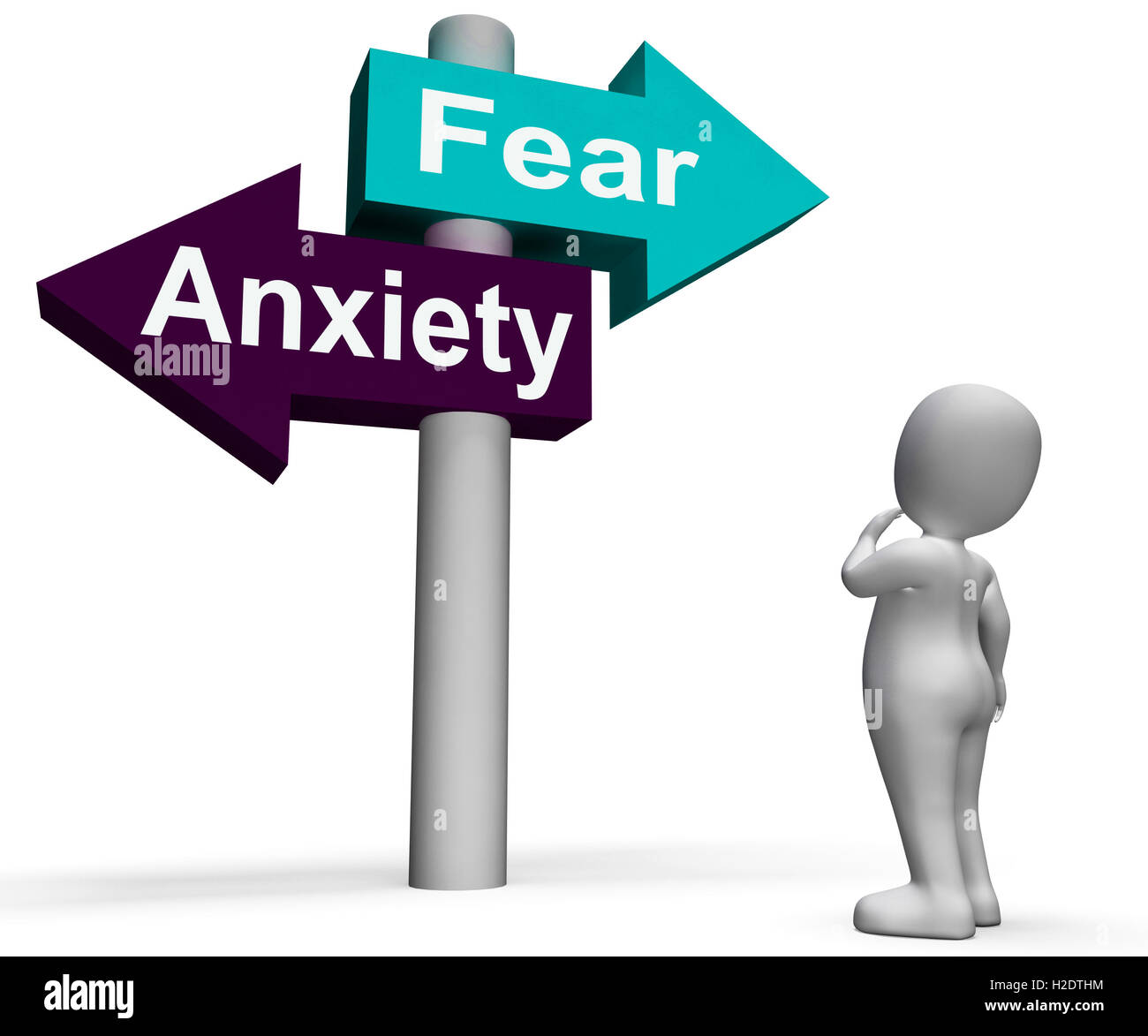 Fear Anxiety Signpost Shows Fears And Panic Stock Photo - Alamy