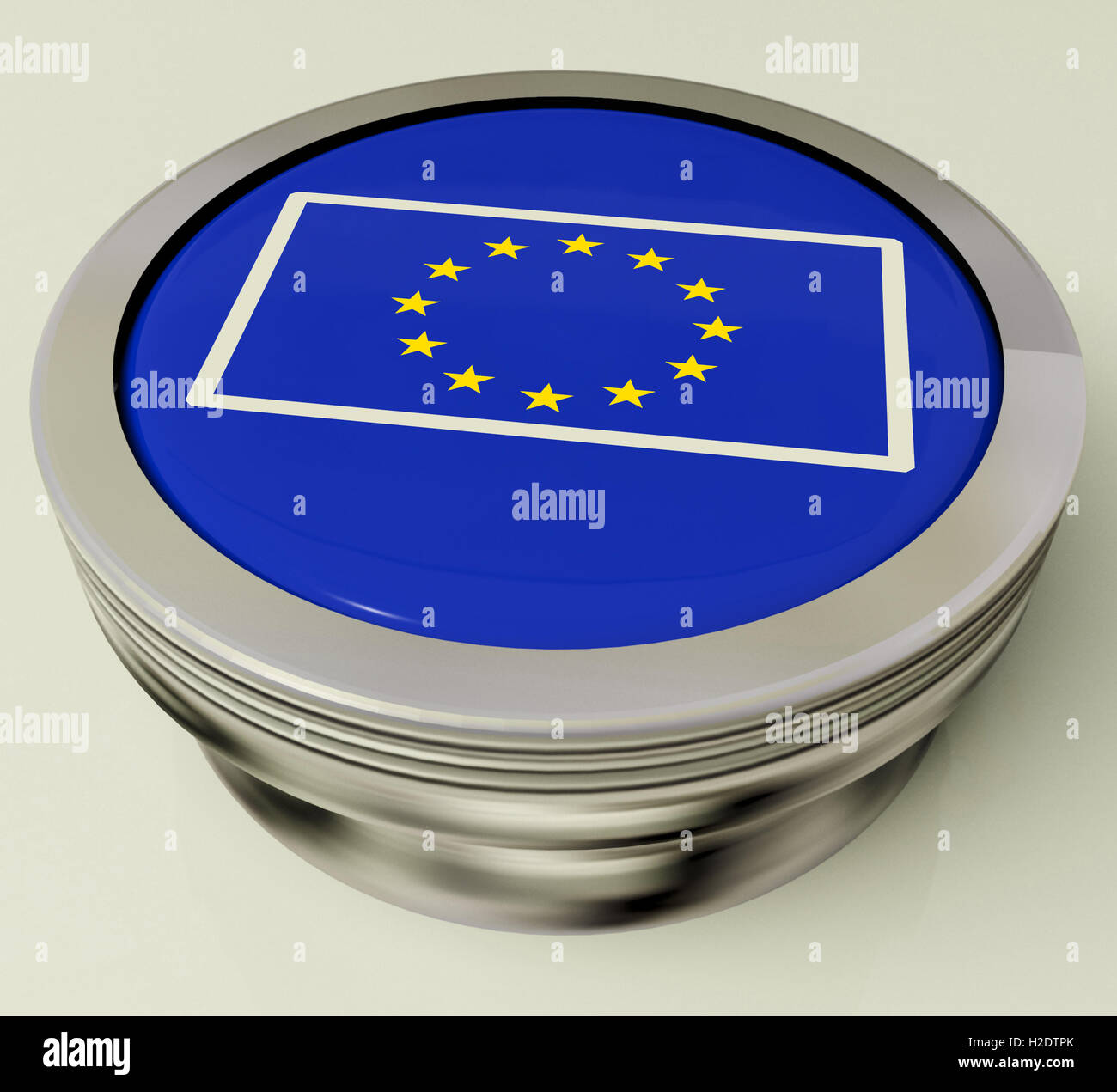 European Union Flag Button Shows Government Of Europe Stock Photo - Alamy