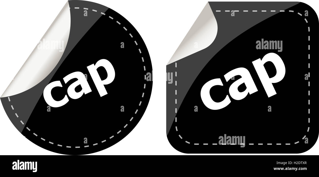 cap word stickers set, web icon button Stock Photo - Alamy
