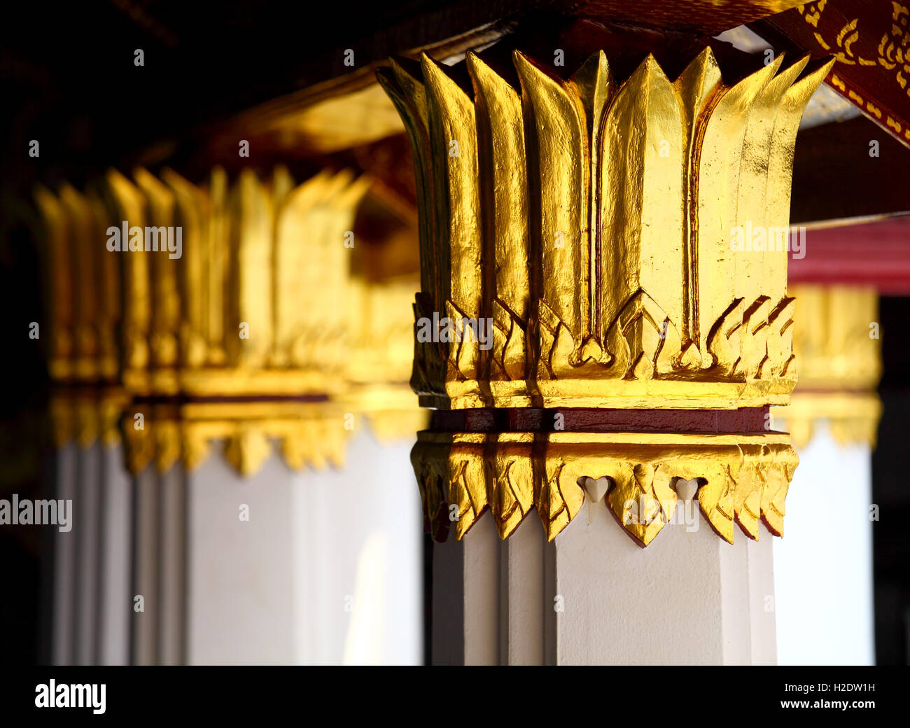 Golden pillar in Thailand temple Stock Photo - Alamy