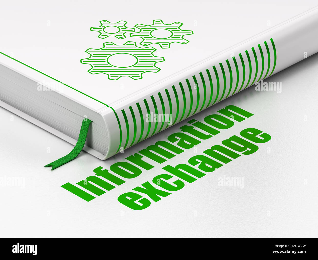 Data concept: book Gears, Information Exchange on white background ...