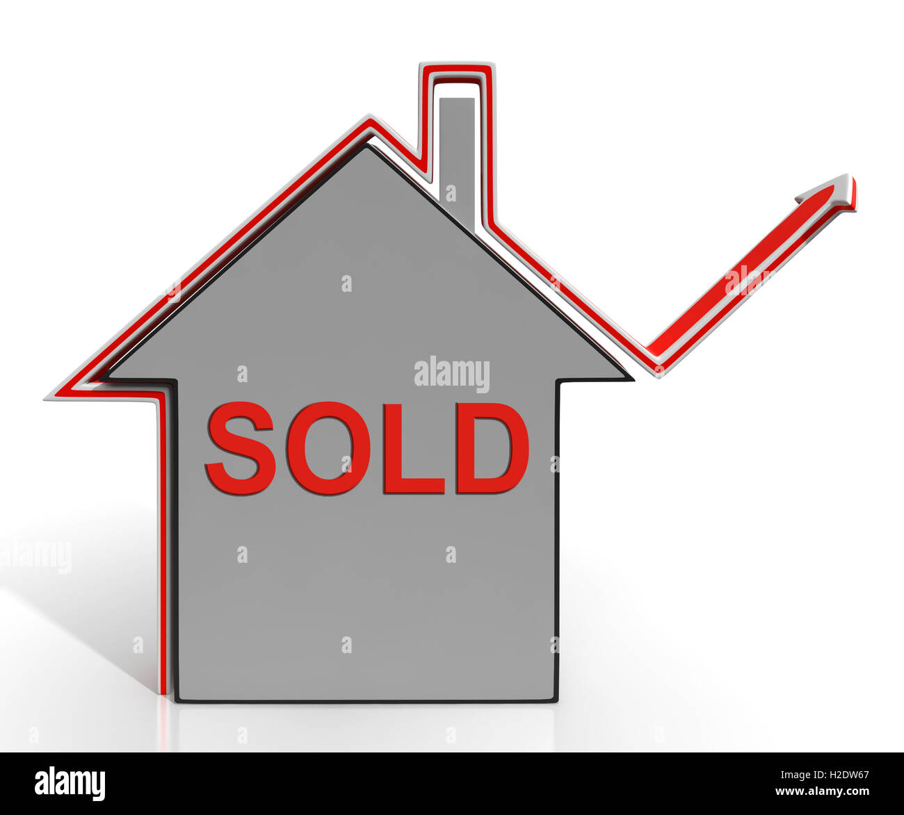 Sold House Shows Sale And Purchase Of Property Stock Photo - Alamy