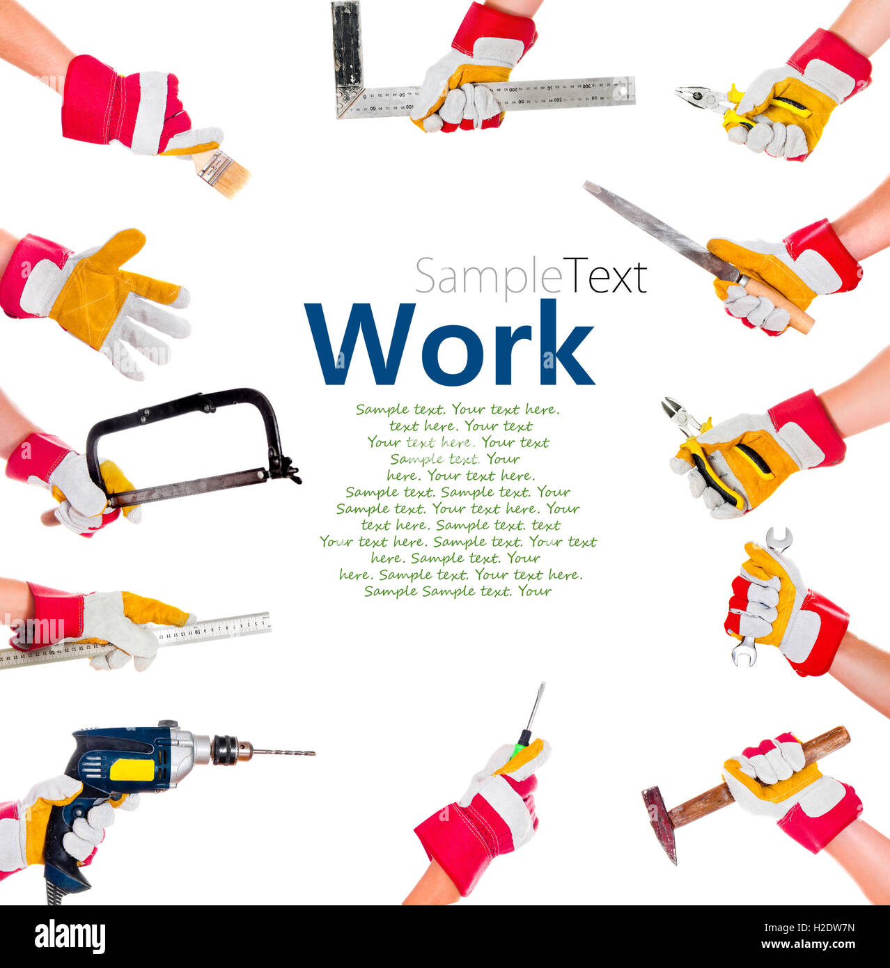 hands with tools Stock Photo - Alamy