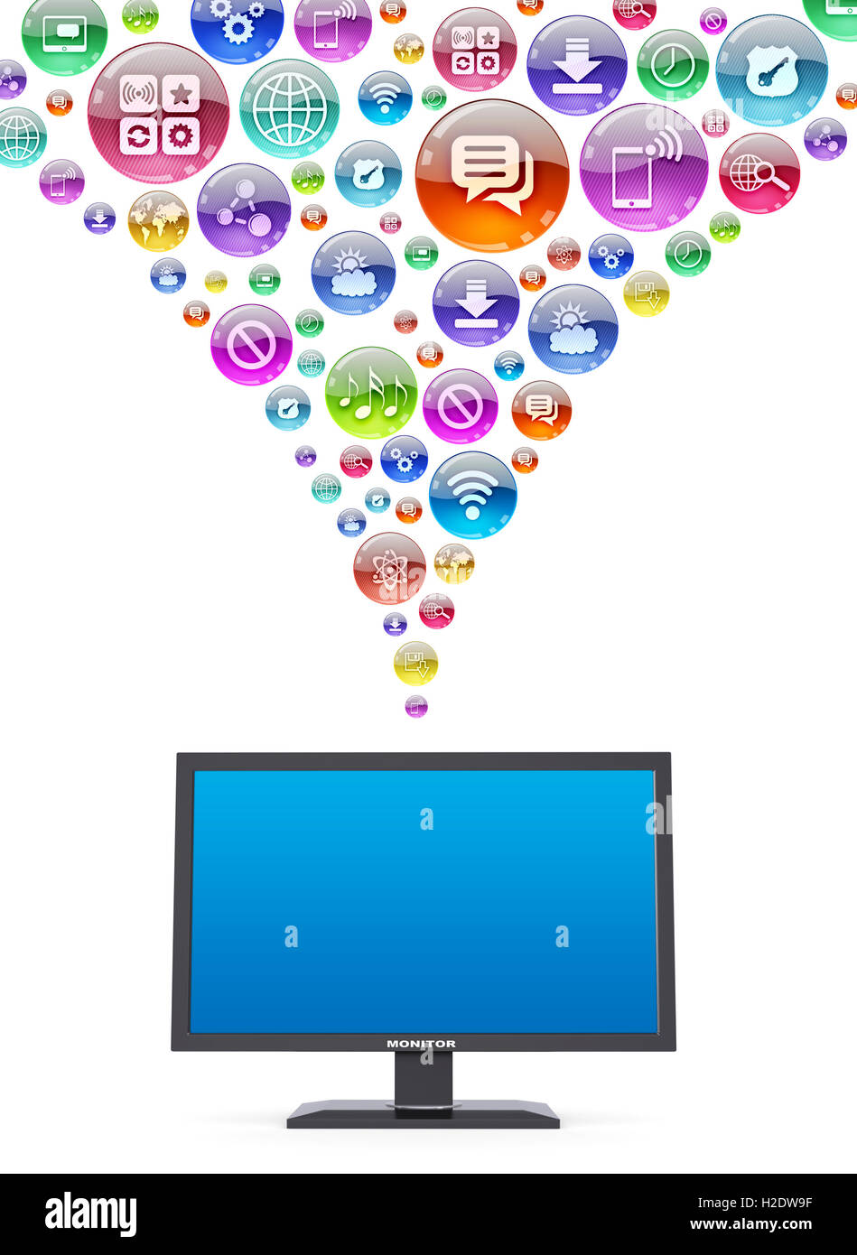 Monitor and application icons Stock Photo - Alamy