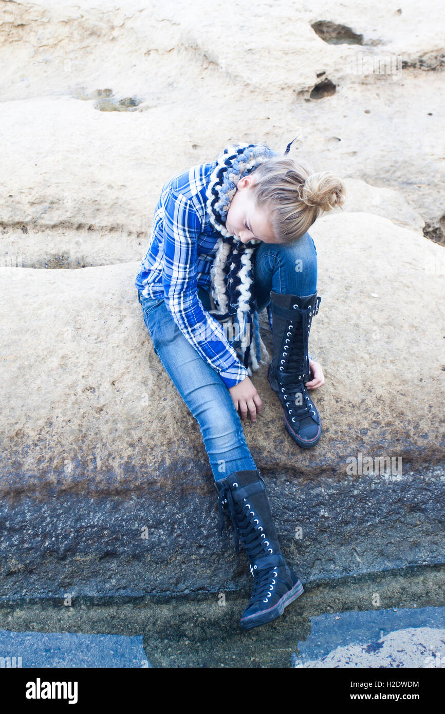 sad alone confused teenager Stock Photo - Alamy