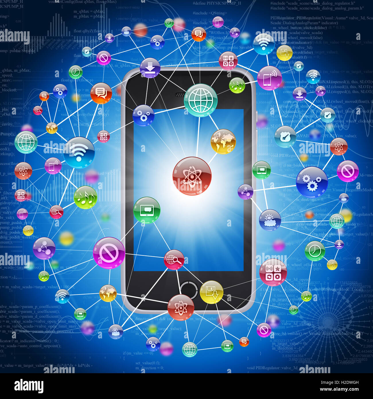 Smartphone and application icons Stock Photo - Alamy