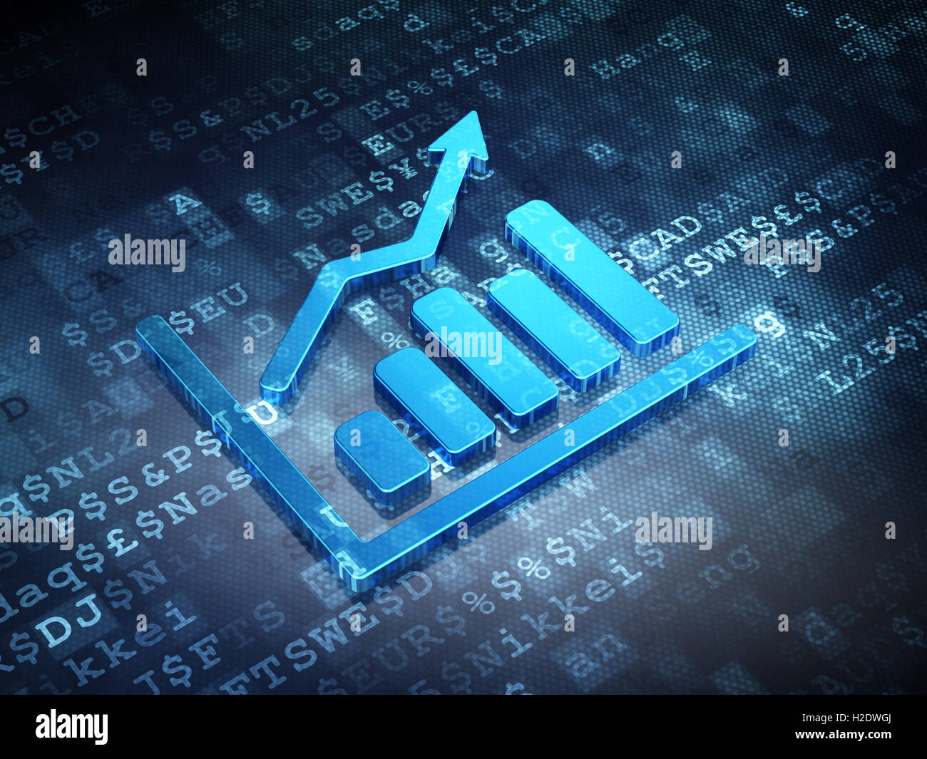 Business concept: Blue Growth Graph on digital background Stock Photo ...