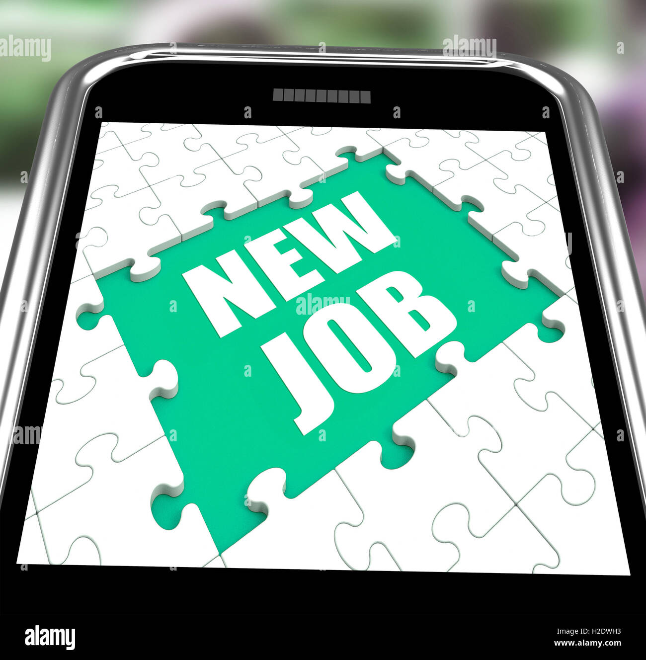 New Job Smartphone Shows Changing Jobs Or Employment Stock Photo - Alamy
