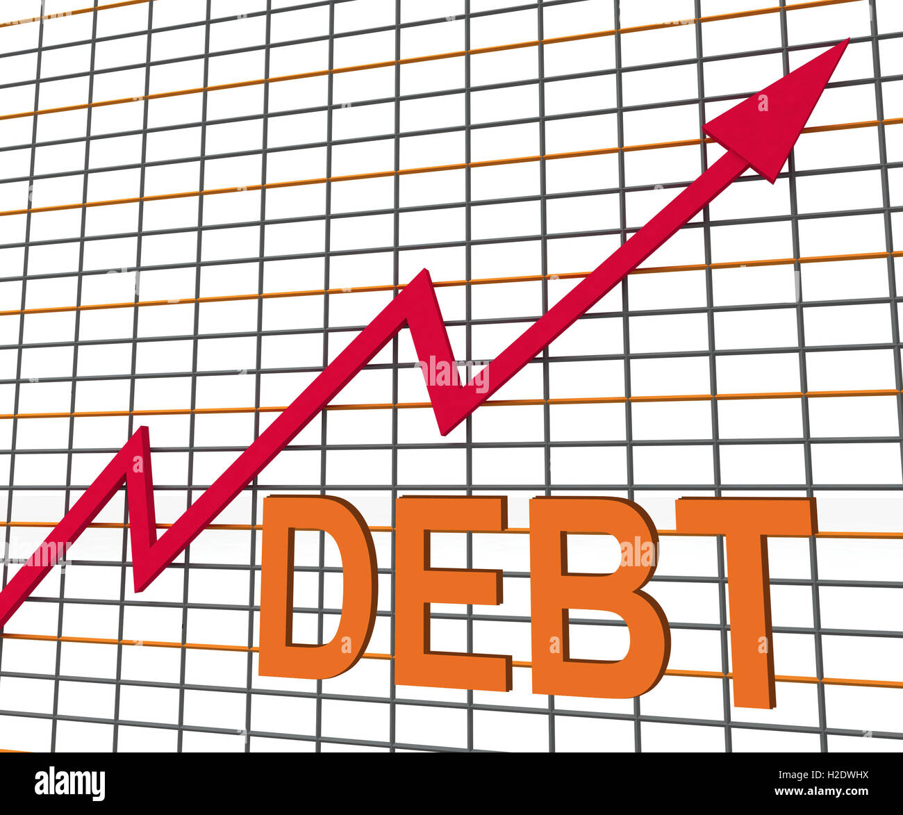 Debt Graph Chart Shows Increase Financial Indebted Stock Photo - Alamy