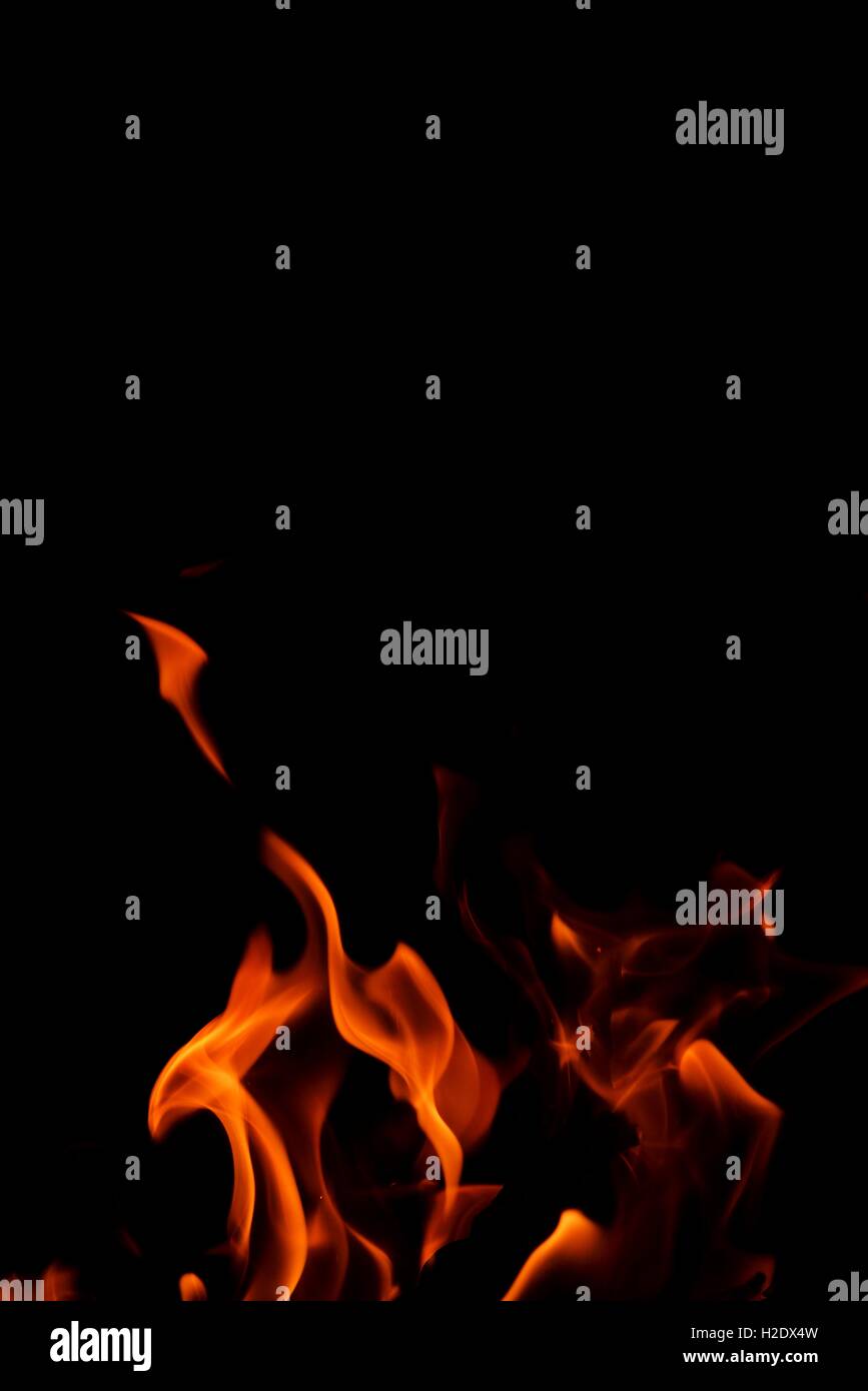 fire flame on black background Stock Photo - Alamy