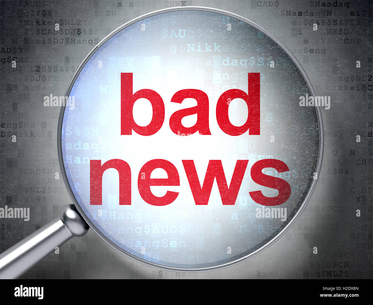 News concept: Bad News with optical glass Stock Photo - Alamy