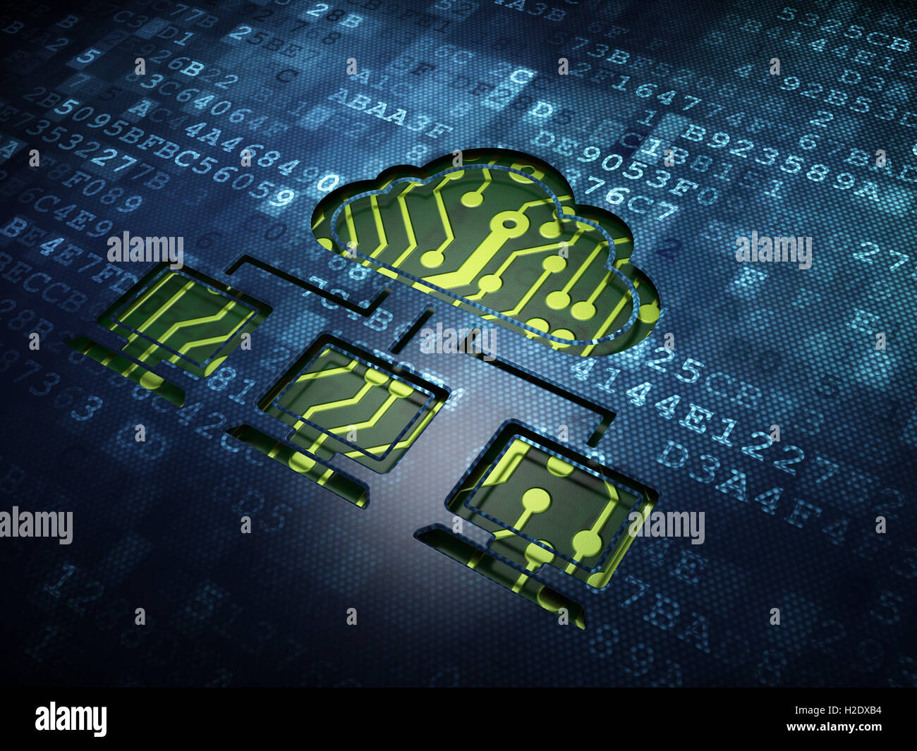 Cloud networking concept: Cloud Network on digital screen background ...