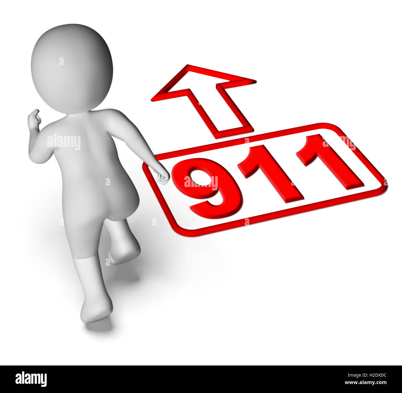 Running Character And 911 Nine One Shows Emergency Help Rescue Stock ...