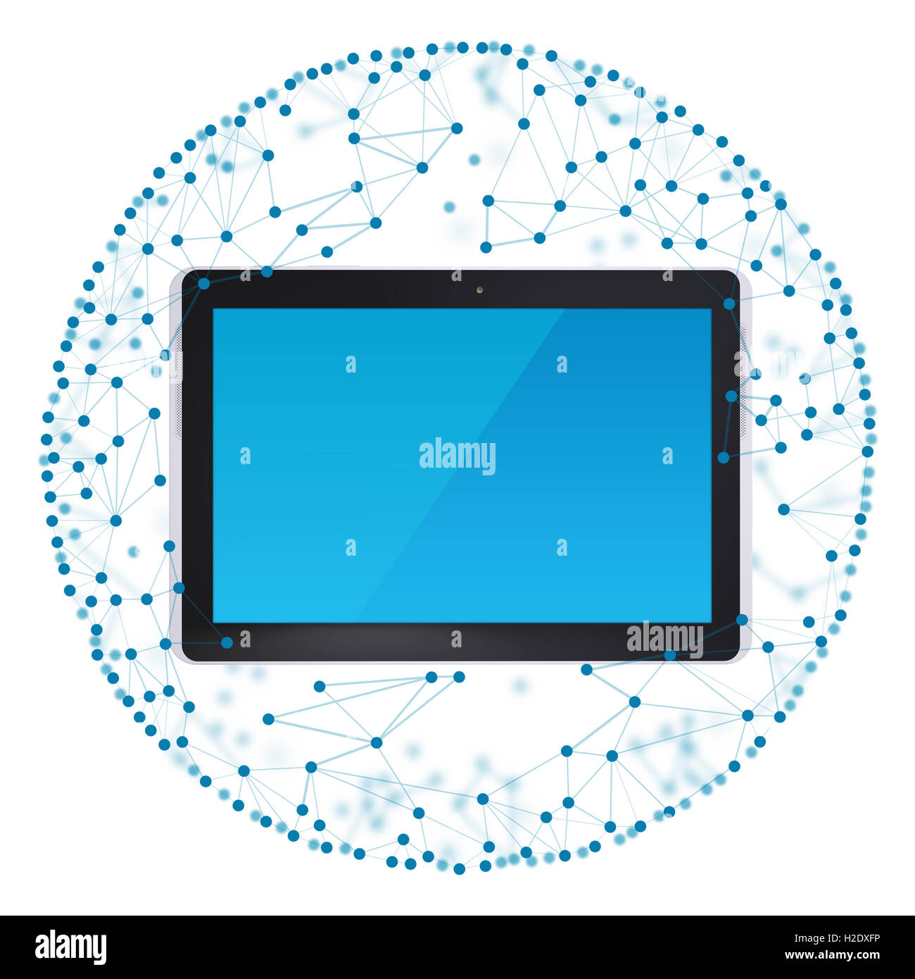 Tablet PC and sphere consisting of connections Stock Photo - Alamy