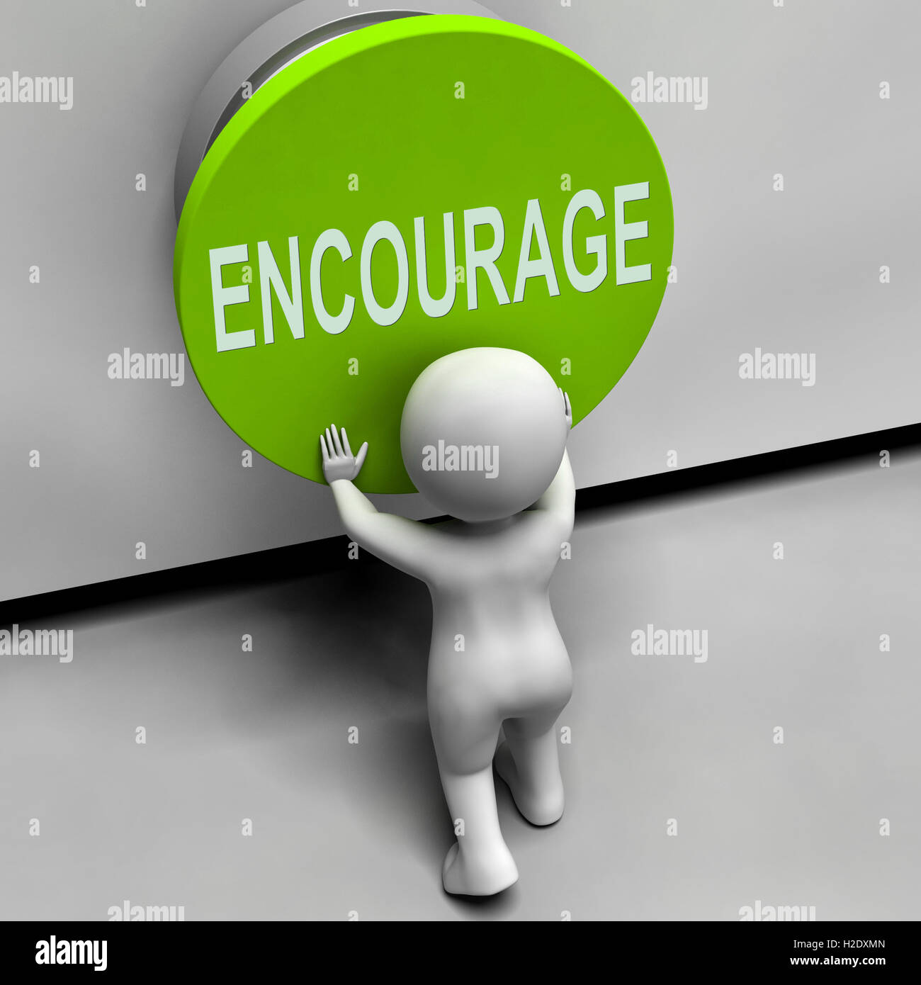 Encourage Button Means Inspire Motivate And Energize Stock Photo - Alamy