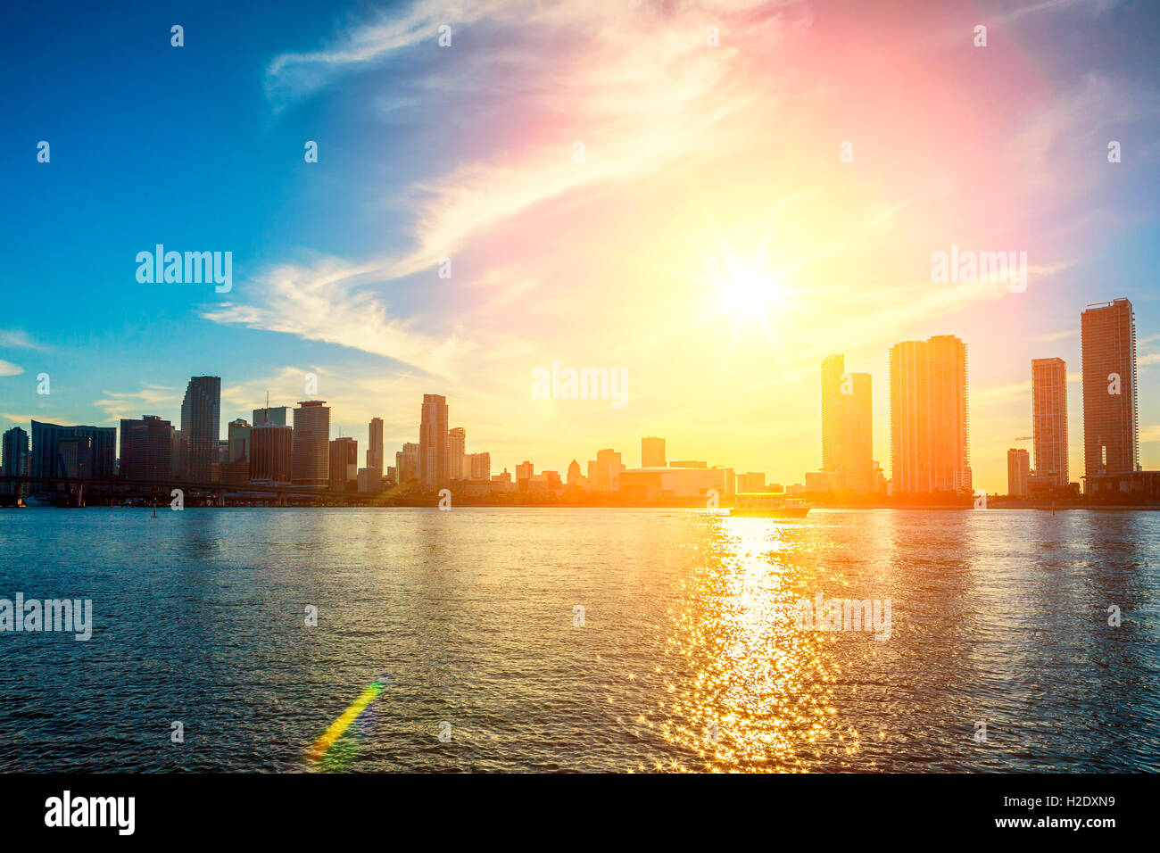 Miami Florida, sunset Stock Photo - Alamy