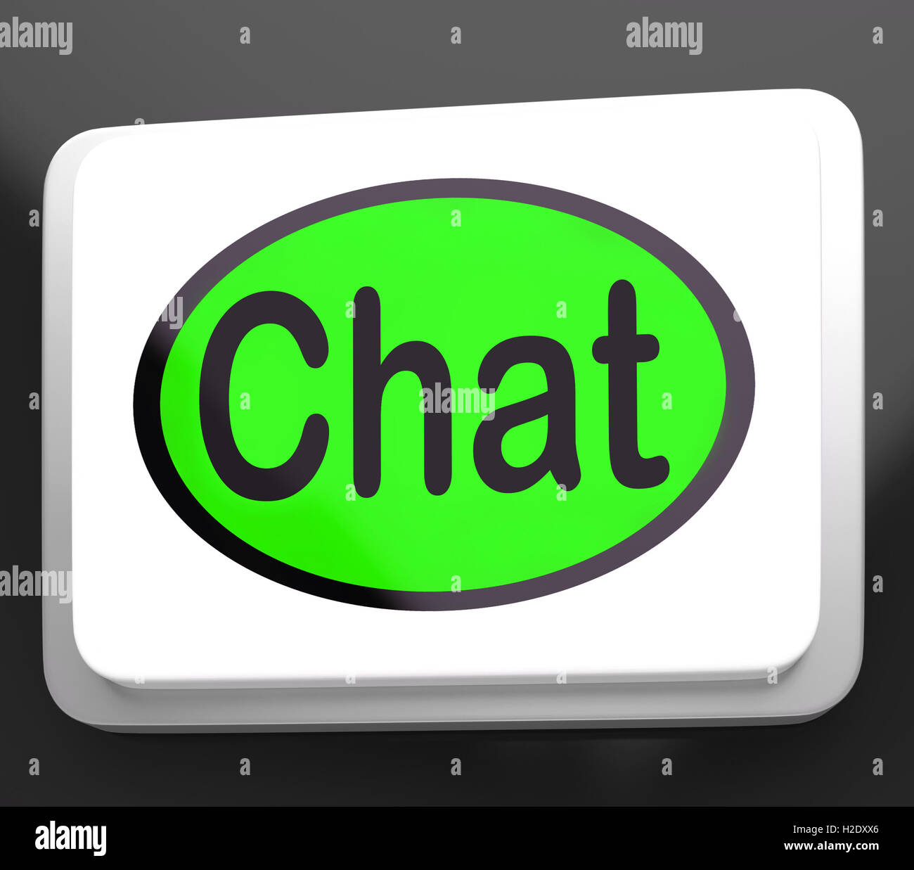 Chat Button Shows Talking Typing Or Texting Stock Photo - Alamy