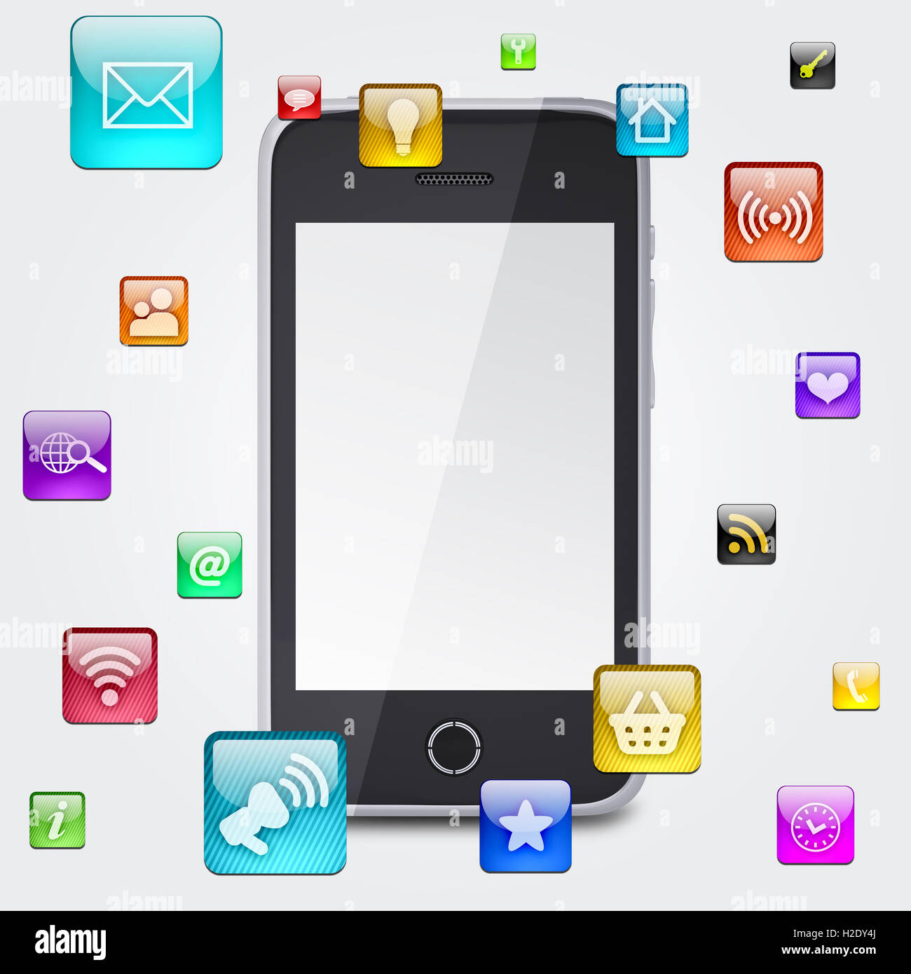 Smartphone and application icons Stock Photo - Alamy