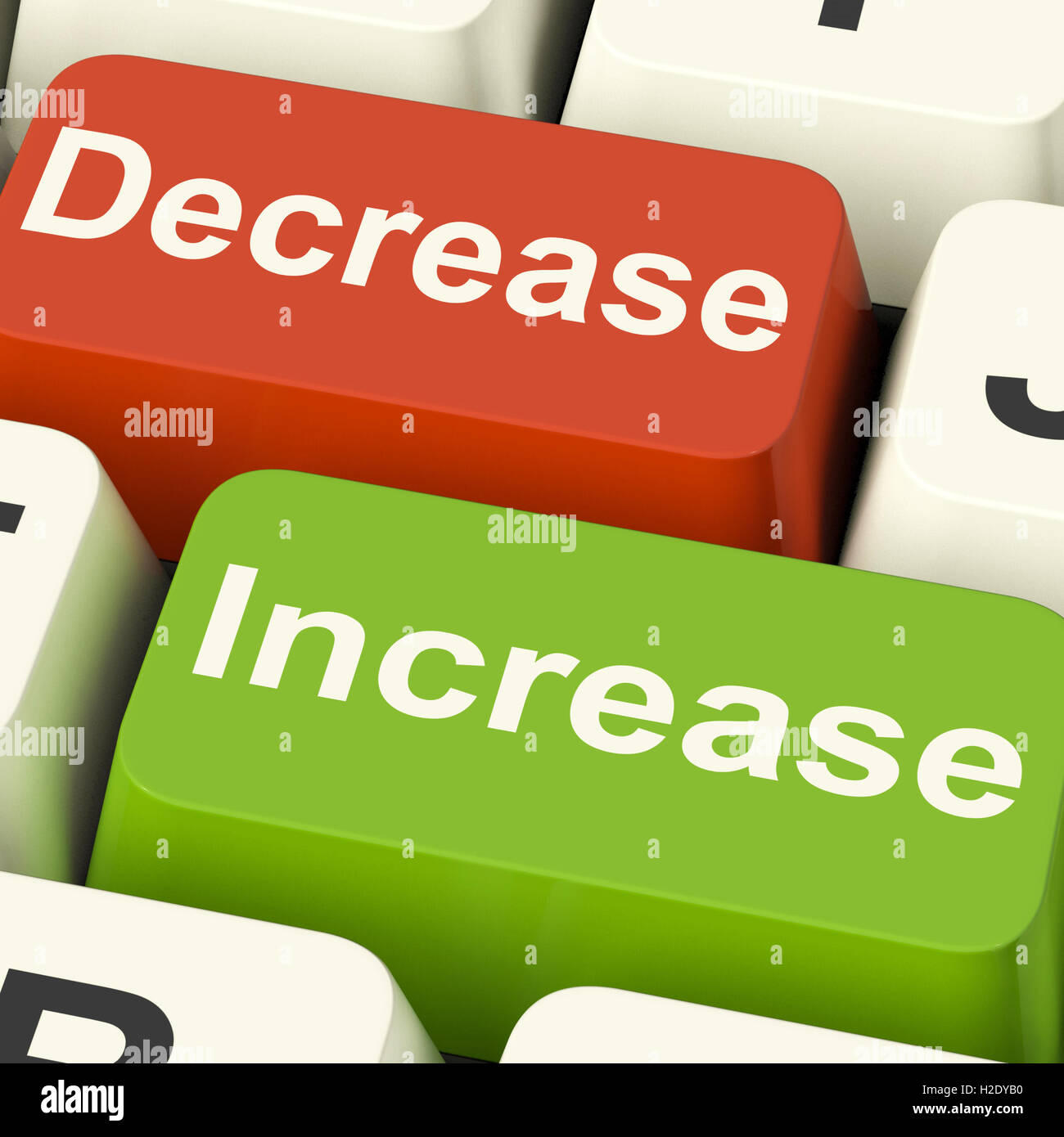 Decrease Increase Keys Shows Decreasing Or Increasing Stock Photo - Alamy
