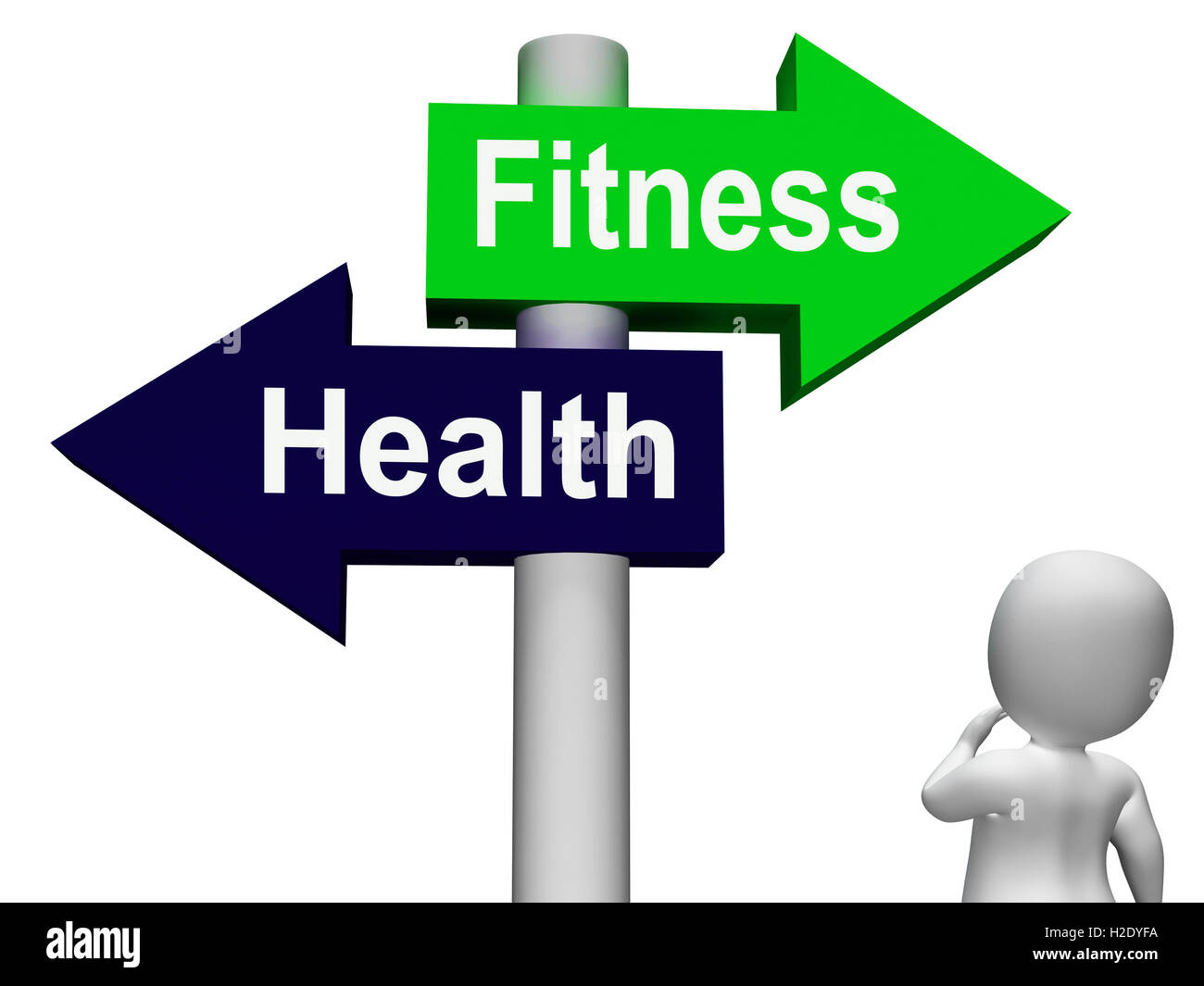 Fitness Health Signpost Shows Healthy Lifestyle Stock Photo - Alamy