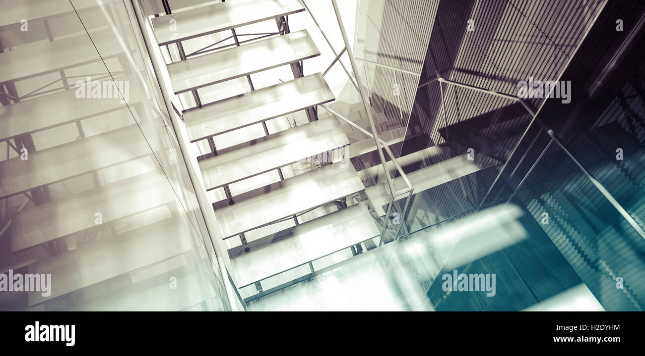 Room. Modern office interior, stairs, clean space in business bu Stock ...