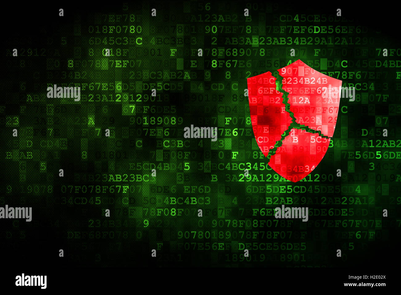 Protection concept: Broken Shield on digital background Stock Photo - Alamy