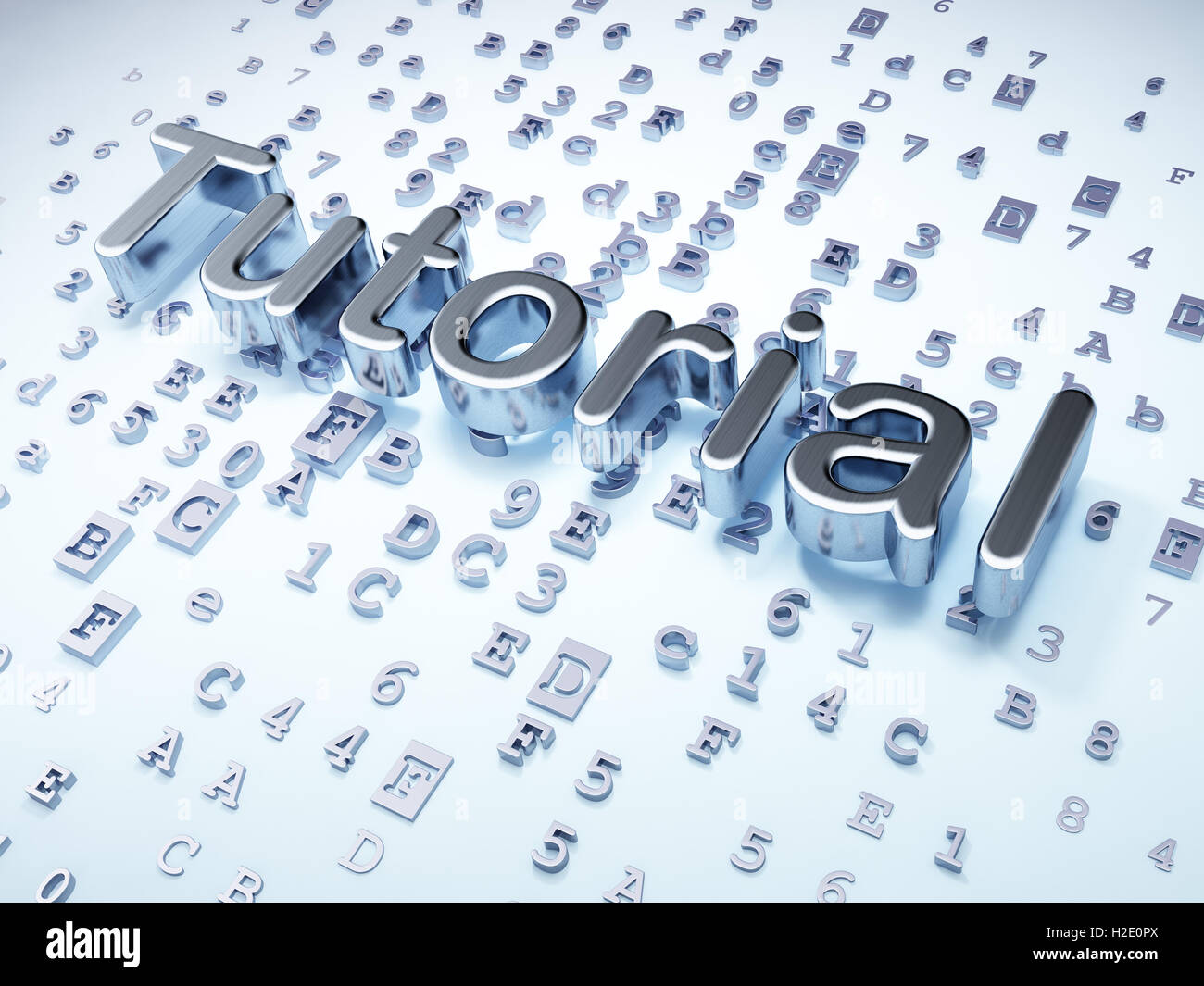 Education concept: Silver Tutorial on digital background Stock Photo ...