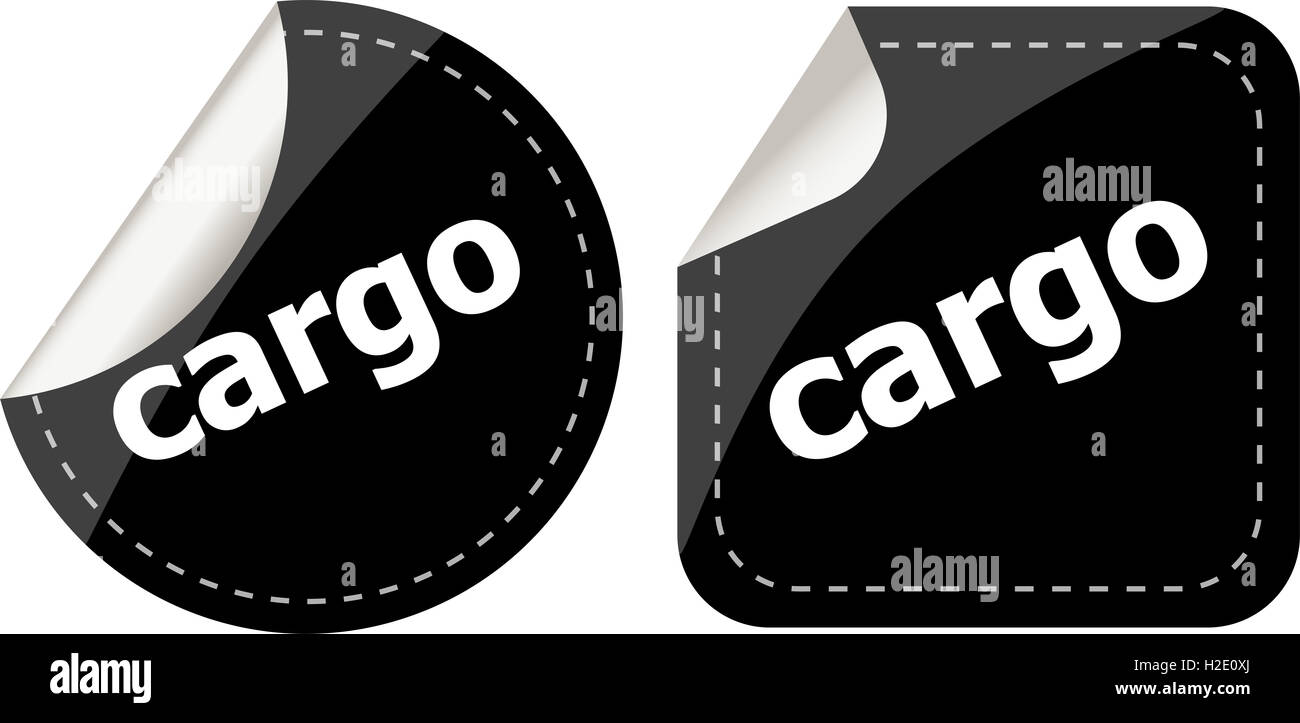 cargo word stickers set, web icon button Stock Photo - Alamy