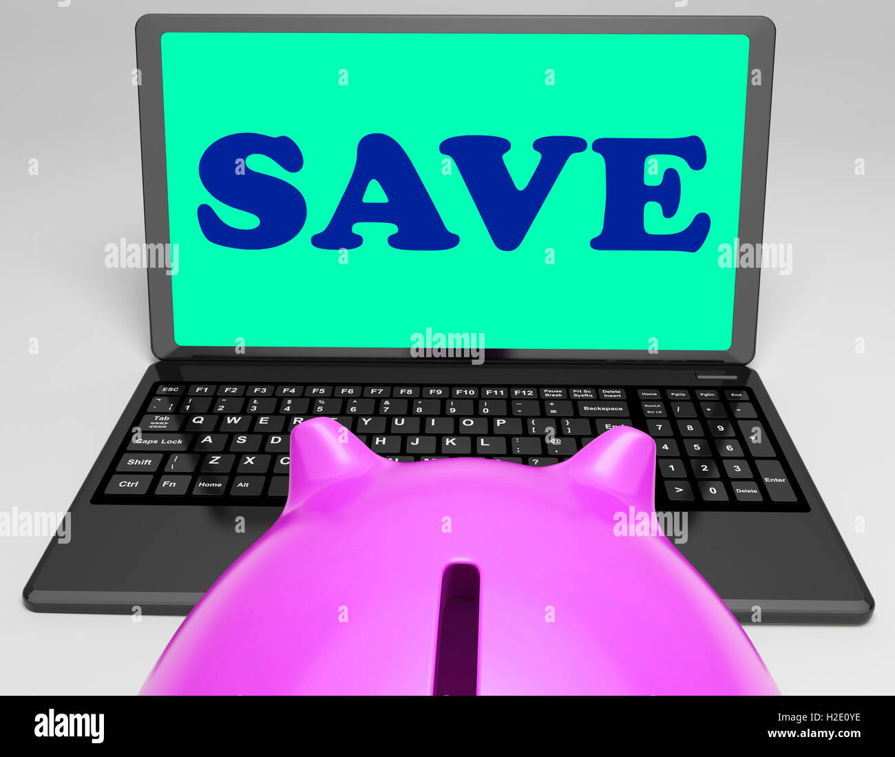 Save Laptop Means Online Savings And Promos Stock Photo - Alamy