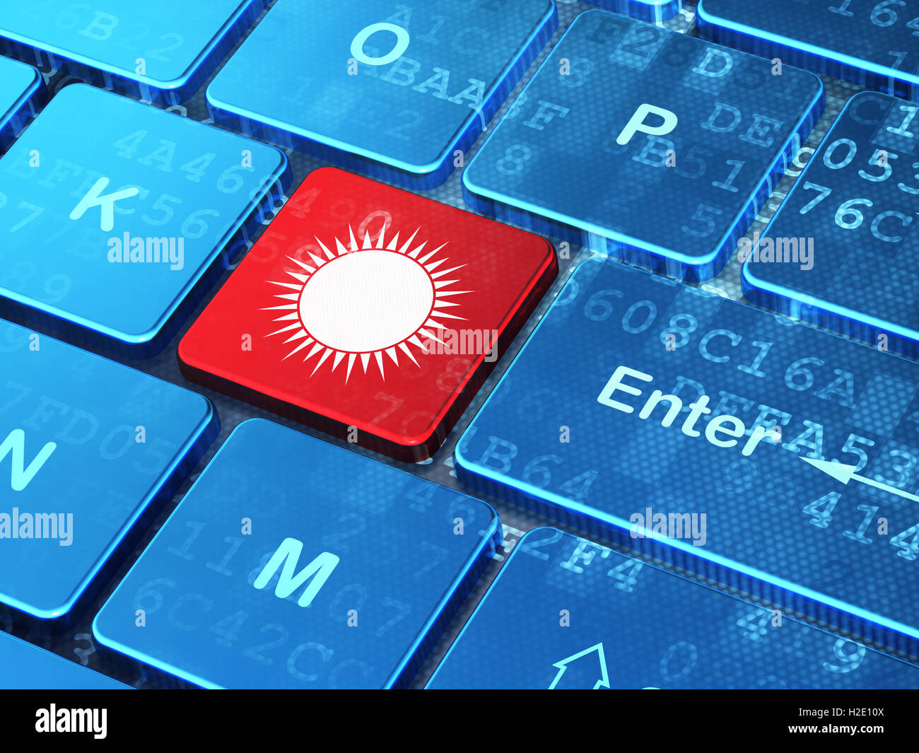Tourism concept: Sun on computer keyboard background Stock Photo - Alamy